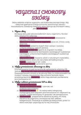 Higiena i choroby skóry: Notatka dla klasy 7 o promieniowaniu UV i badaniach dermatologicznych ...