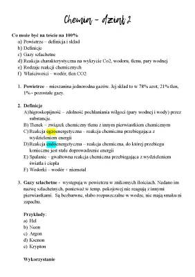 Reakcje chemiczne klasa 7 - Typy, równania, gazy szlachetne (Chemia) jako PDF - Knowunity