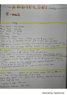 Jak napisać e-mail po angielsku - przykłady i zwroty (Język angielski) jako PDF - Knowunity