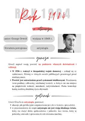 Proste wyjaśnienie: Rok 1984 - Streszczenie, Opracowanie i PDF Za Darmo (Język polski) - Knowunity