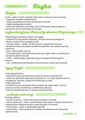 Rodzaje liryki i cechy wierszy - co to liryka? (Język polski) jako PDF ...