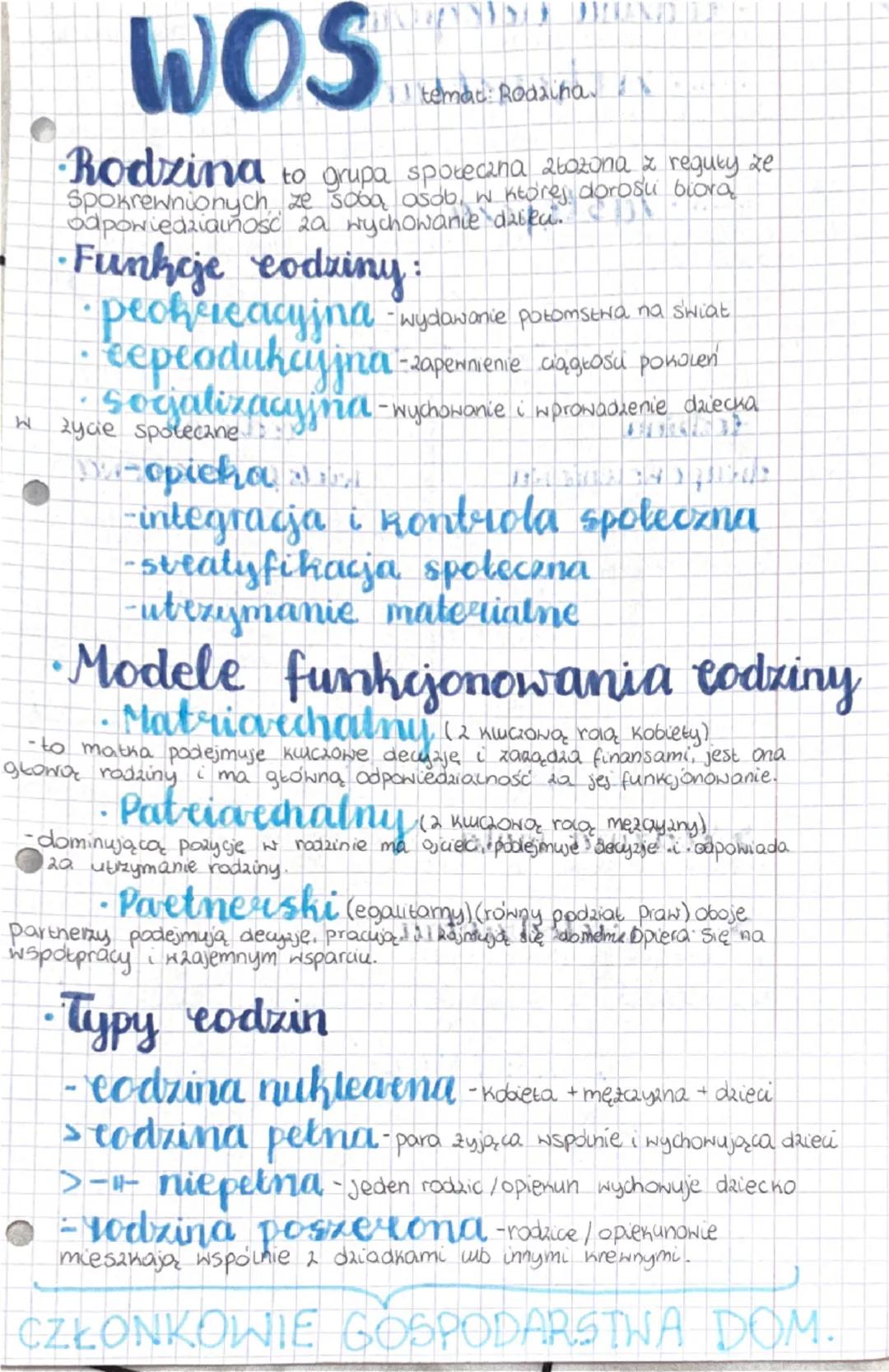 rodzina, wos (WOS) jako PDF - Knowunity
