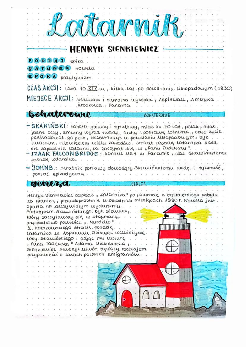 Latarnik streszczenie krótkie, bohaterowie, problematyka i quiz (Język polski) - Knowunity