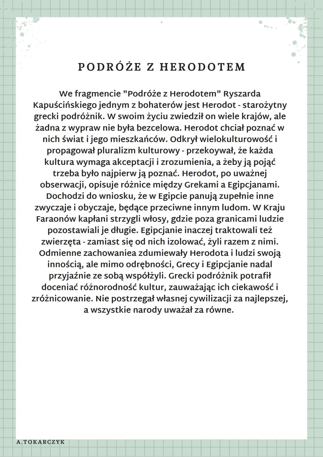 Podróże z Herodotem - streszczenie, plan wydarzeń i problematyka (Język polski) - Knowunity