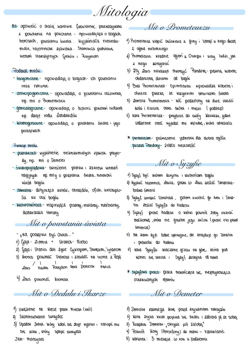 Wszystkie Mity Greckie dla Klasy 5: Stworzenie Świata i Mit o Prometeuszu (Język polski) jako ...