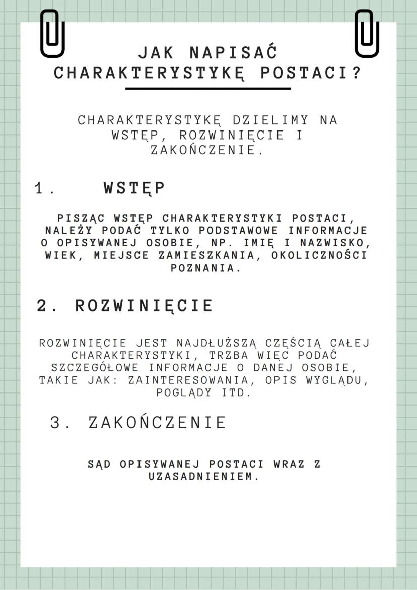 Jak napisać wzorcową charakterystykę postaci - przykłady dla klasy 4, 5 ...