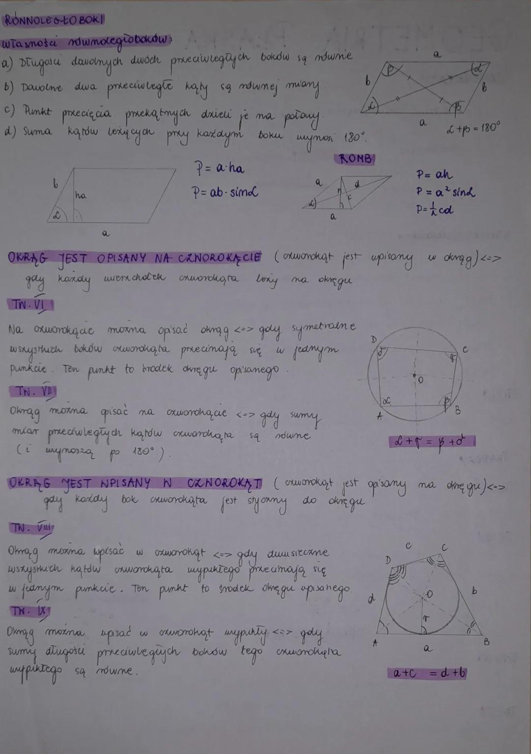 Proste wyjaśnienie: Geometria płaska: czworokąty sprawdzian 3 liceum ...
