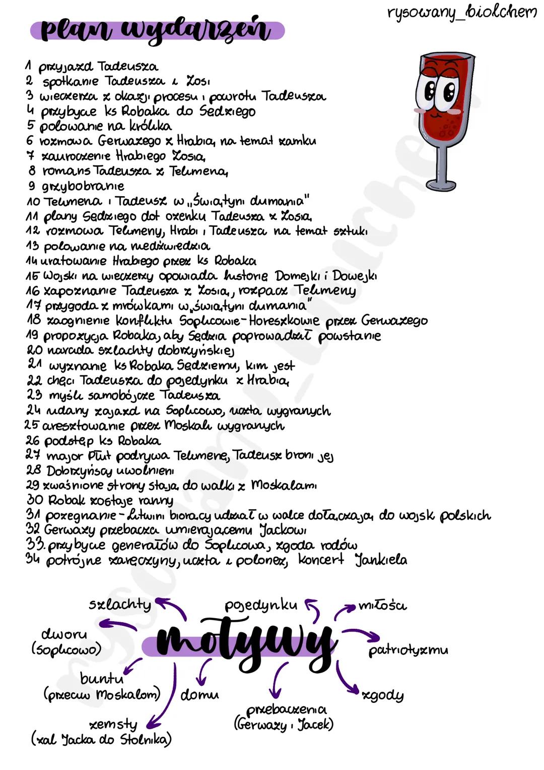 Pan Tadeusz - Notatki, Streszczenia i Opracowania do Matury PDF (Język polski) jako PDF - Knowunity