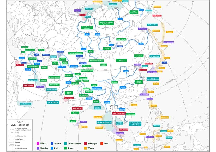 Proste wyjaśnienie: Azja - Mapa Fizyczna z Podpisami dla Ciekawskich ...