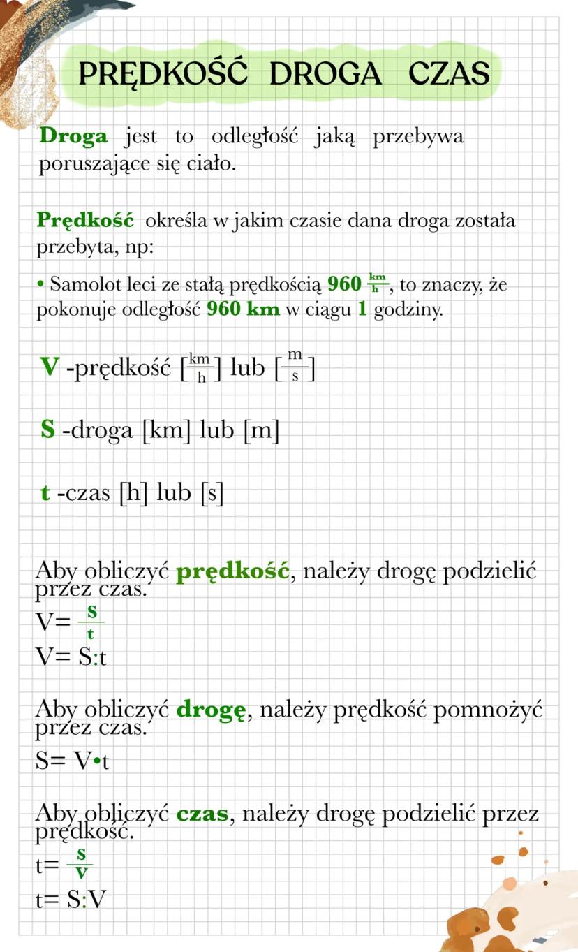 Jak obliczyć czas, prędkość i drogę? Wzory i zadania dla klasy 6 (Matematyka) - Knowunity