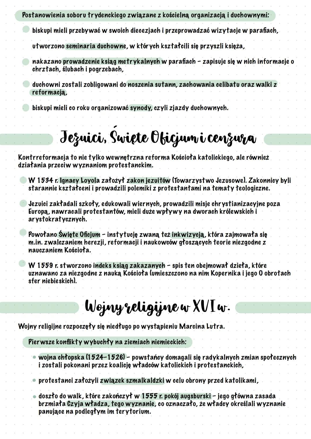 Reformacja i Kontrreformacja w Polsce i Europie w XVI Wieku - Notatka ...