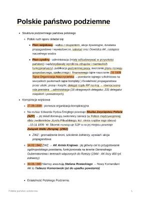 Polskie Państwo Podziemne - ściąga, notatka i prezentacja (Historia) jako PDF - Knowunity