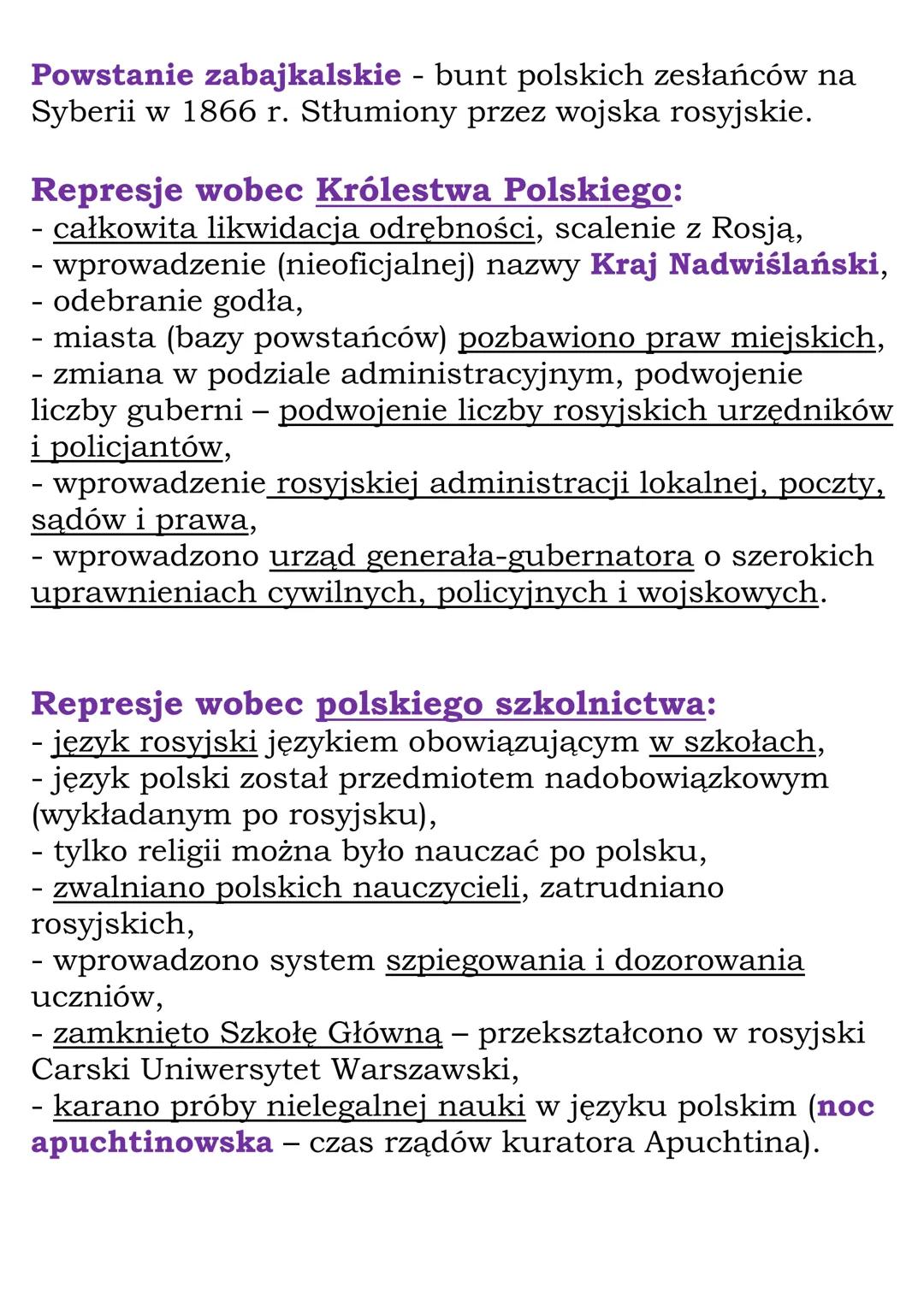 Zabór rosyjski po powstaniu styczniowym - Notatka i prezentacja ...