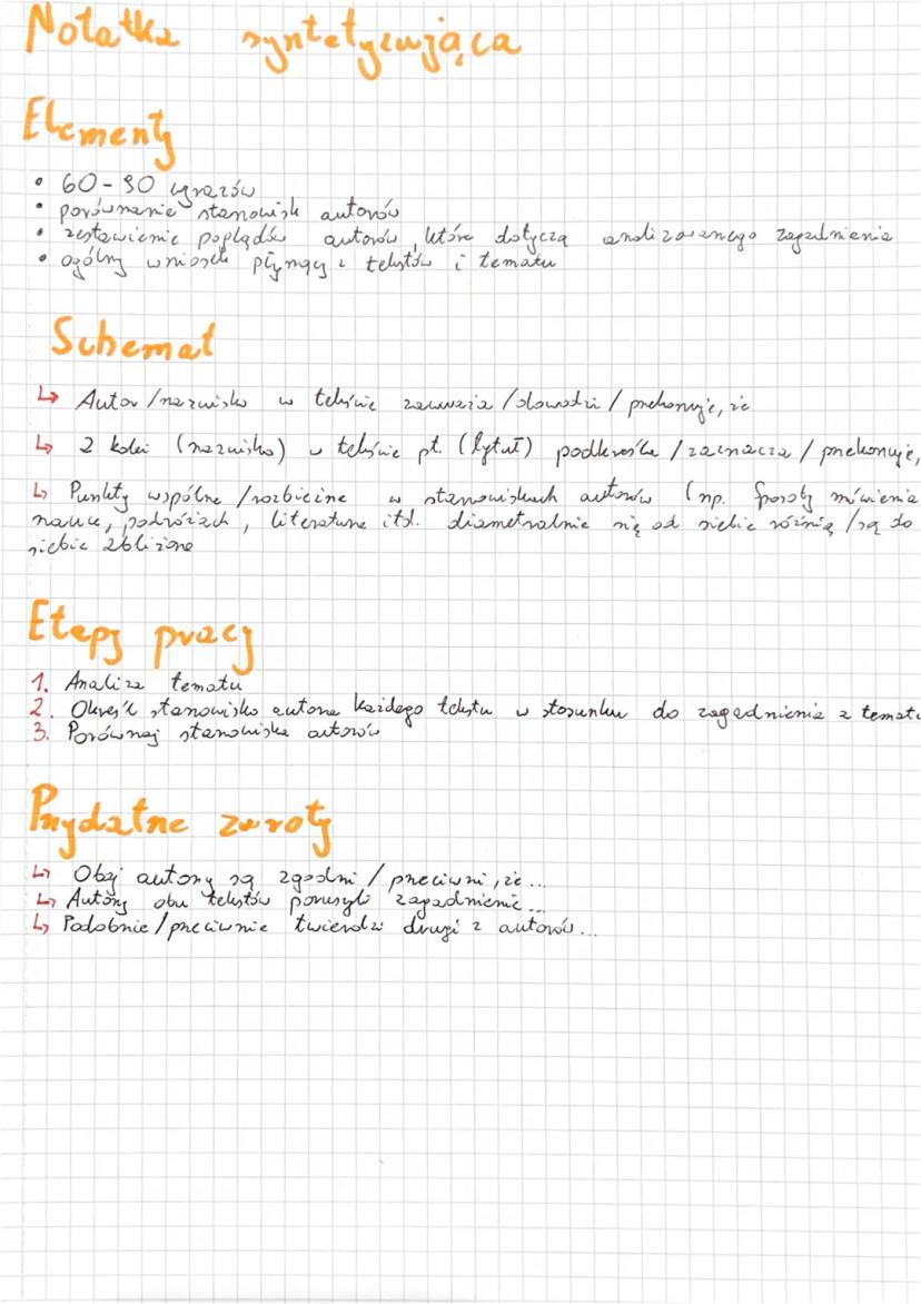 Jak napisać notatkę syntetyzującą? Przykłady i schematy do matury (Język polski) jako PDF ...