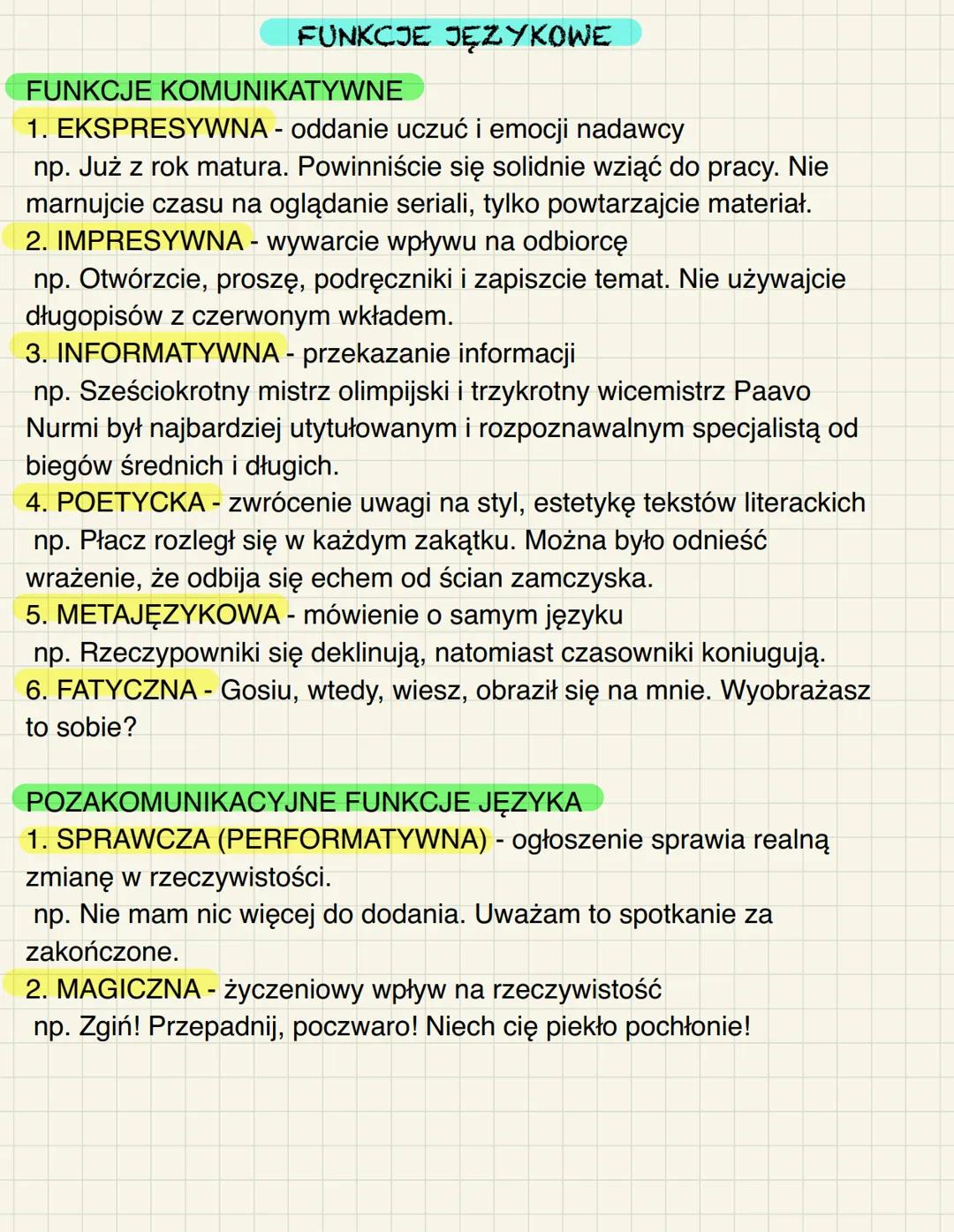 Funkcje Językowe - Przykłady i Ćwiczenia dla Dzieci (Język polski) - Knowunity