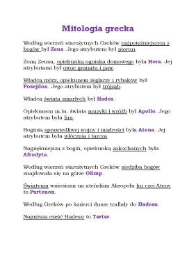 Mitologia grecka klasa 5: Wszystkie mity i bogowie (Historia) - Knowunity