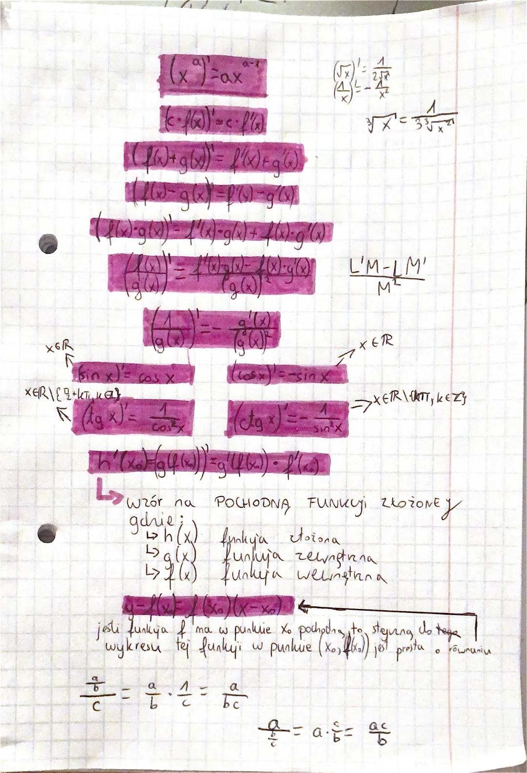 Pochodna funkcji: definicja, wzory i przykłady (Matematyka) jako PDF - Knowunity