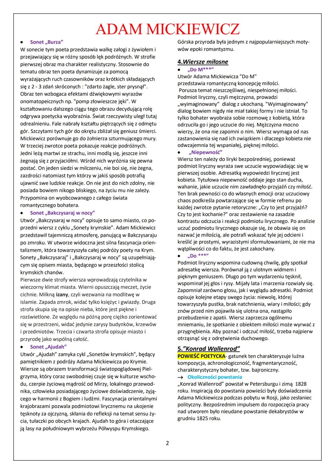 Adam Mickiewicz - Życie, Twórczość i Najważniejsze Utwory (Język polski ...