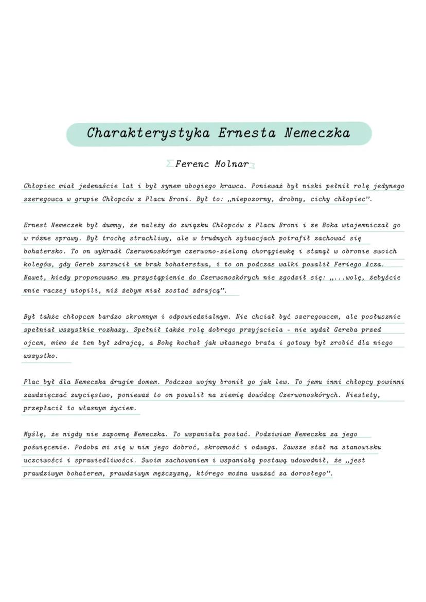 Opis Nemeczka Klasa 5 - Charakterystyka i Wypracowanie (Język polski ...