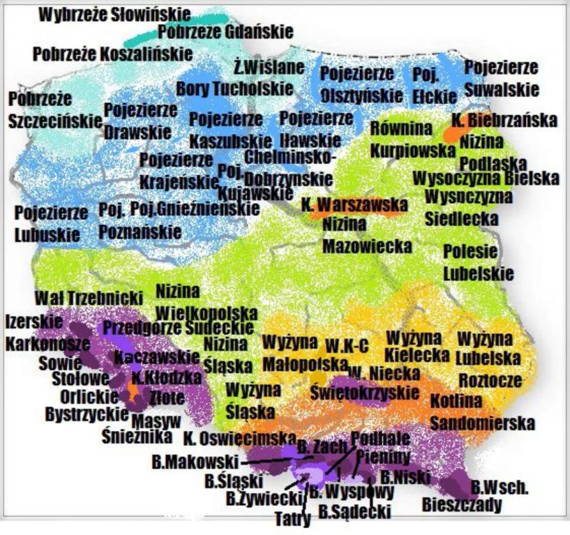 Krainy Geograficzne Polski: Niziny, Wyżyny i Góry - Mapa do Druku ...