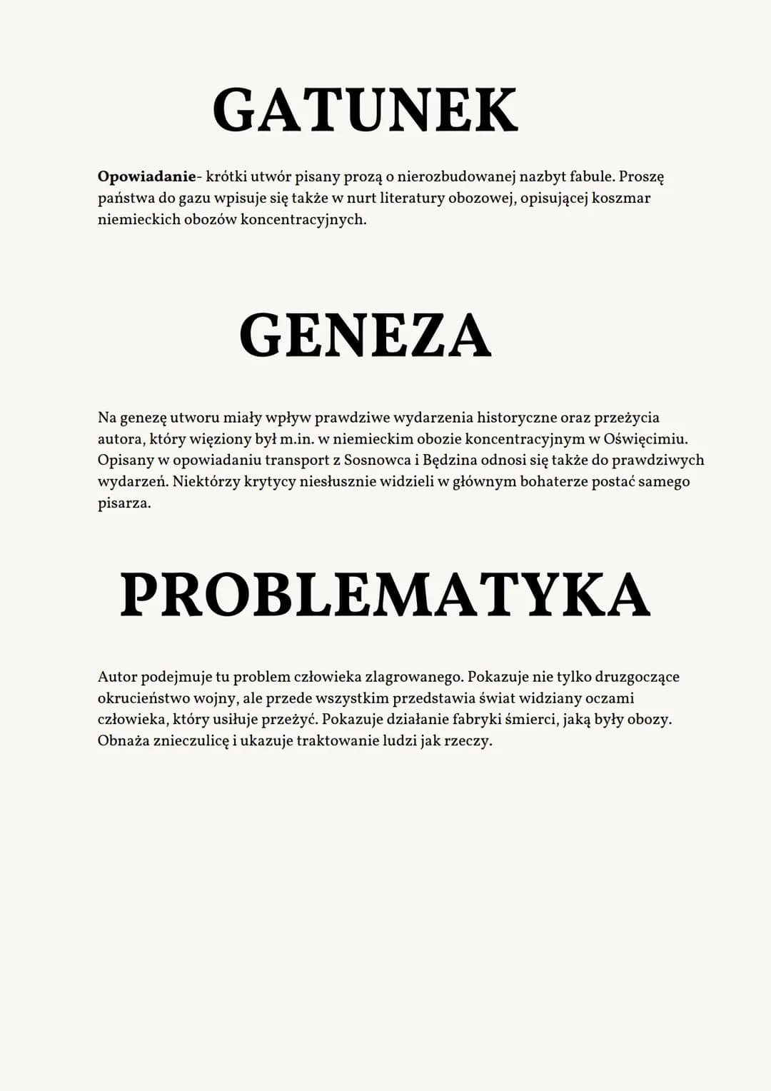 Proszę Państwa do gazu - streszczenie, bohaterowie, motywy ...